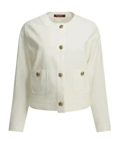 Max Mara Kiwi Button-up Jacket With Patch Pockets - Beige