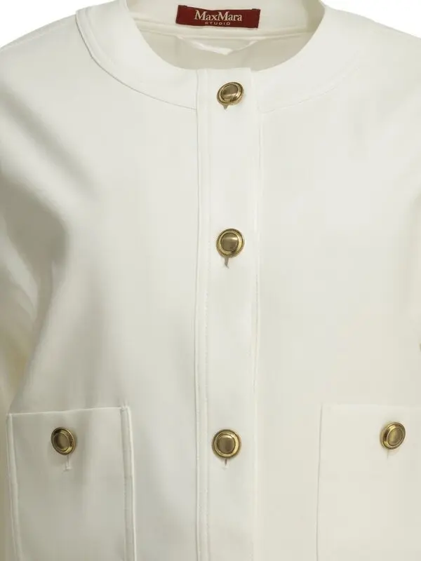 Max Mara Kiwi Button-up Jacket With Patch Pockets - Beige