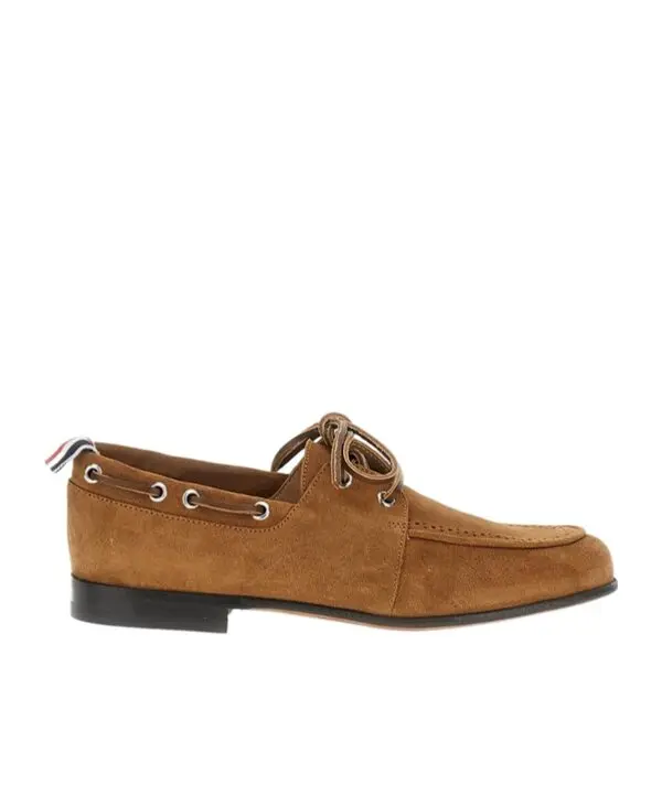 Thom Browne Suede Brogue Detail Boat Shoes - Brown