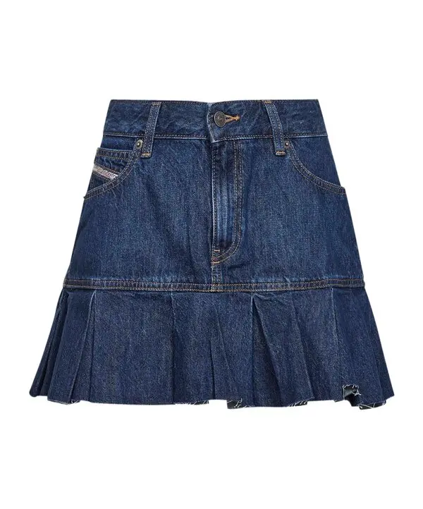 DIESEL® De-reen Pleated Mini Denim Skirt - Blue