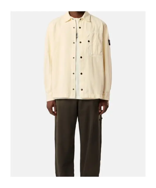 Stone Island Corduroy-texture Chest-pocket Shirt - Ivory