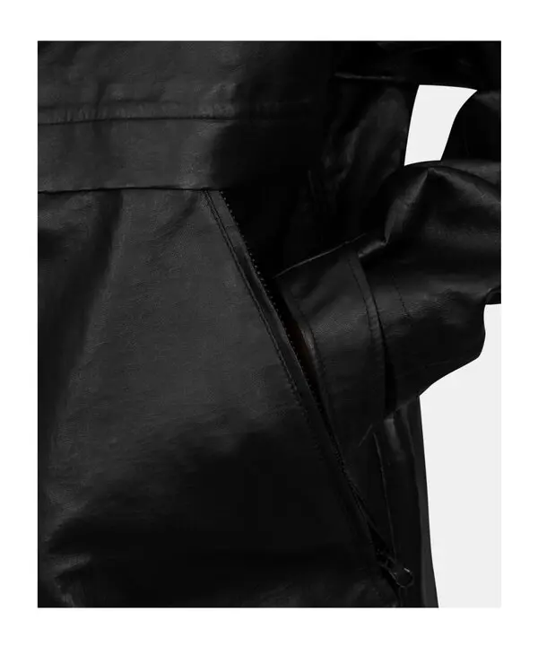 Stone Island Zip-up Hooded Leather Jacket