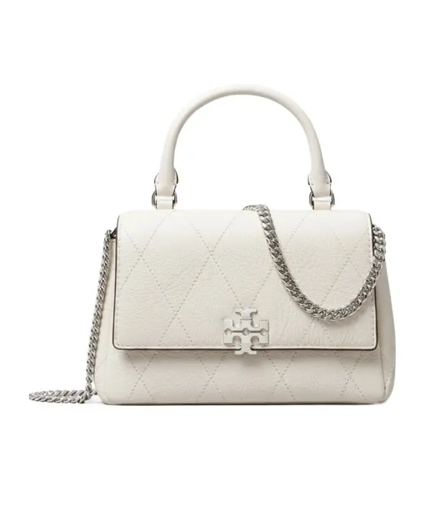 Tory Burch Mini Charlie Quilted Top-handle Crossbody Bag - White