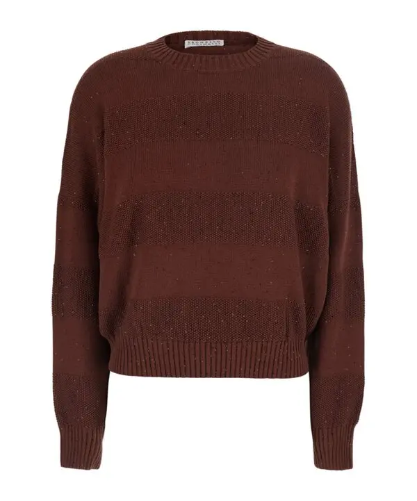 Brunello Cucinelli Ribbed Trim Sweater - Brown