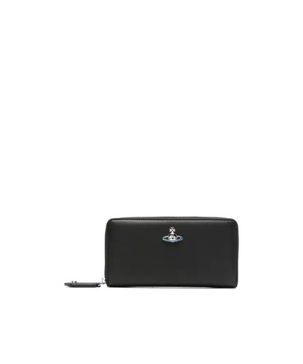 VIVIENNE WESTWOOD Orb Plaque Zip Around Wallet - Black