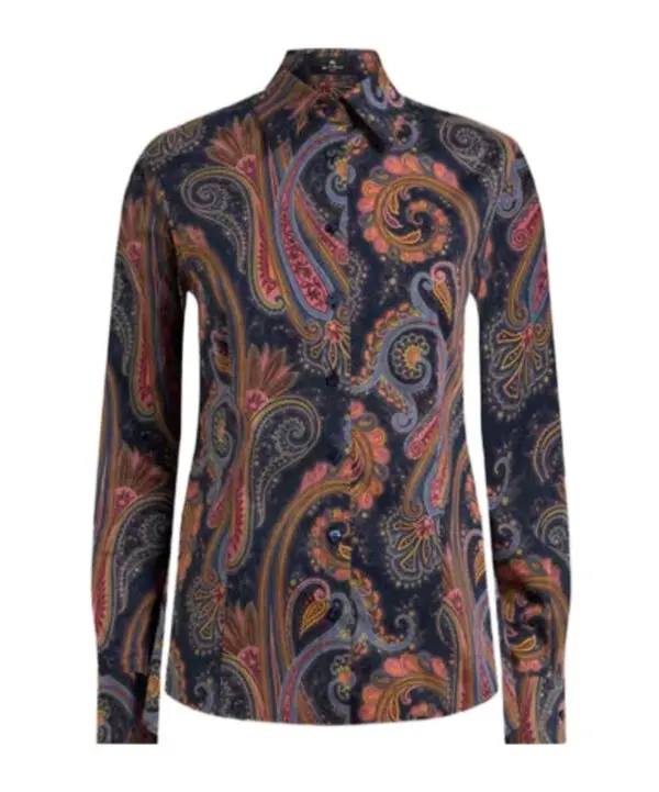 Etro Stretch-cotton Poplin Shirt With Paisley Motif - Blue