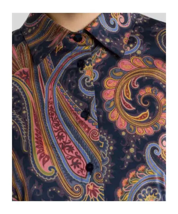 Etro Stretch Cotton Poplin Shirt With Paisley Motif