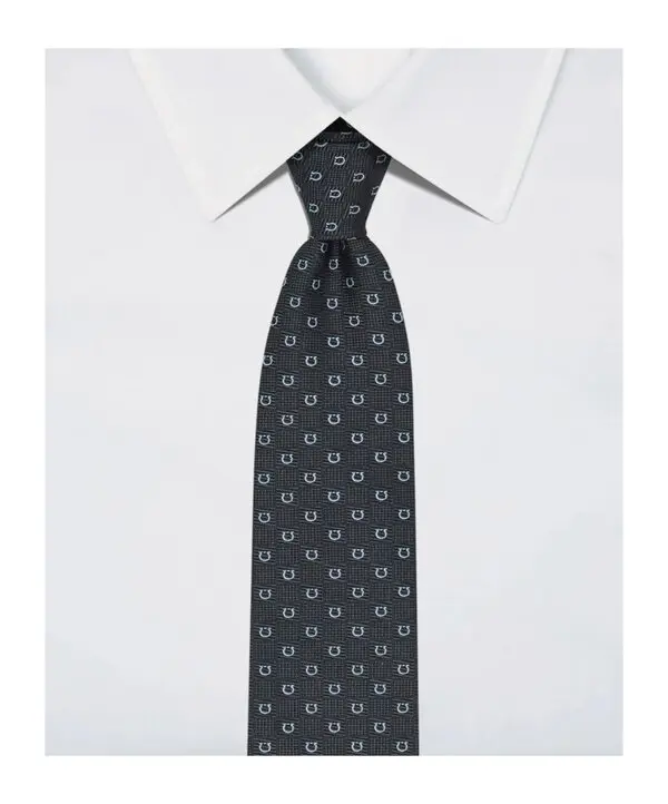 FERRAGAMO Gancini Silk Jacquard Tie