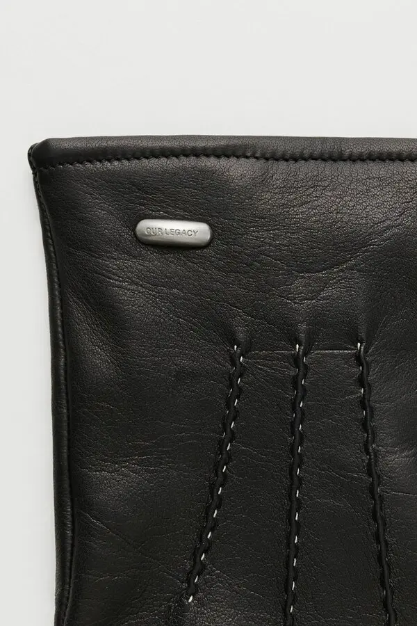 Our Legacy Stitched Leather Gloves With Metal Rivets