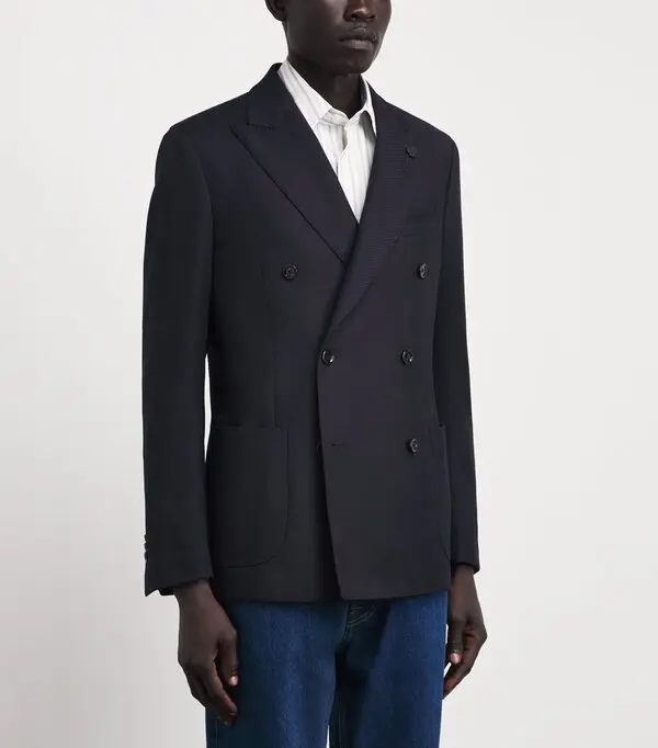 LARDINI Wool Double-breasted Blazer