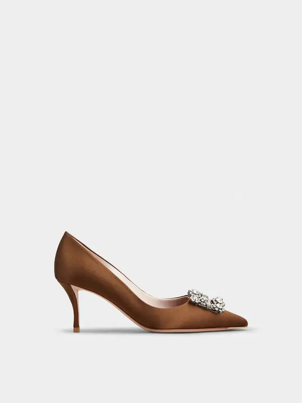 ROGER VIVIER Efflorescence Satin Pumps With Crystal Buckle