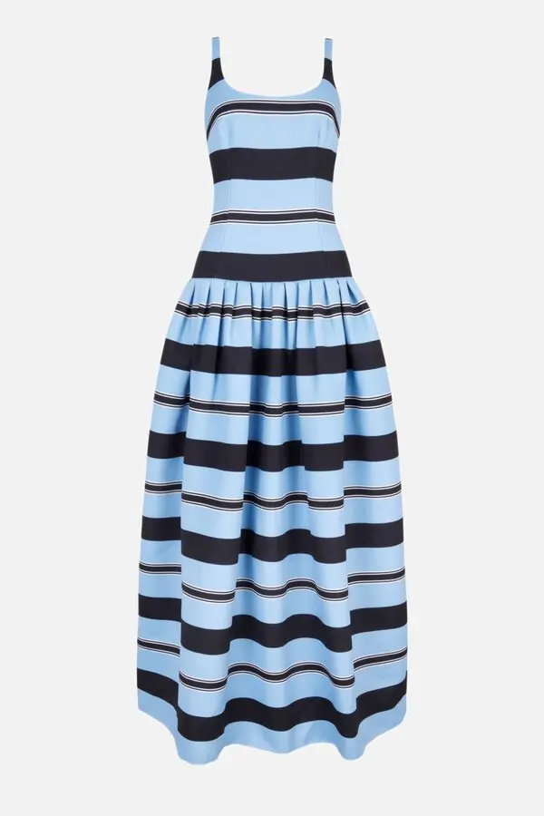 EMILIA WICKSTEAD Striped Taffeta Faille Maxi Dress - Blue