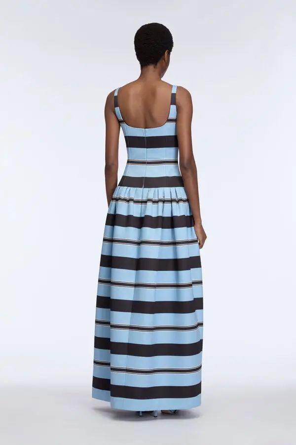 EMILIA WICKSTEAD Striped Taffeta Faille Maxi Dress - Blue