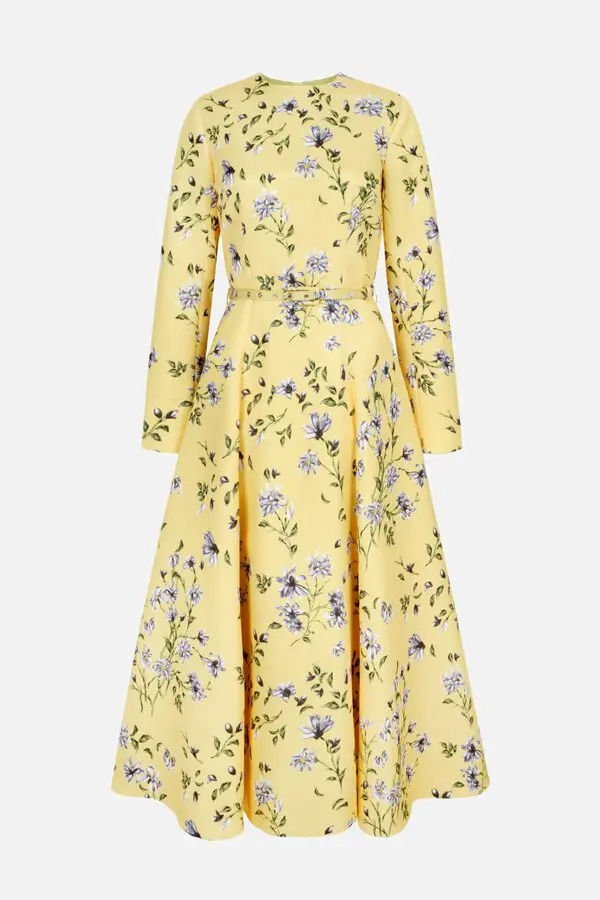 EMILIA WICKSTEAD Capucine Dress In Magnolia Print Taffeta Faille - Yellow