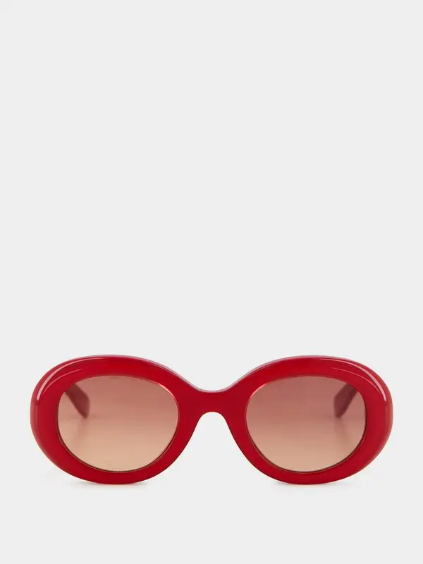 EMMANUELLE KHANH Oval Sunglasses With Gold-plated Logo - Red