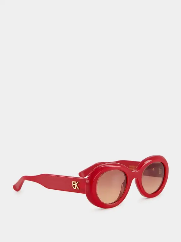 EMMANUELLE KHANH Oval Sunglasses With Gold-plated Logo