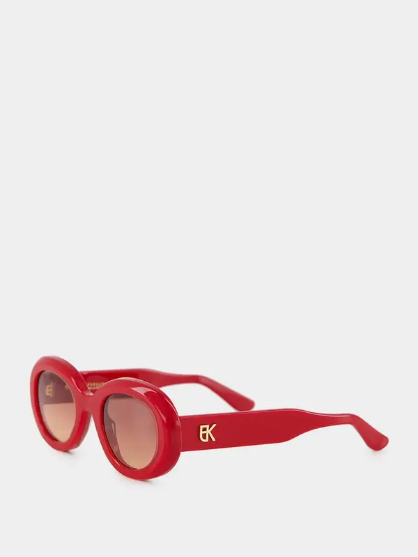 EMMANUELLE KHANH Oval Sunglasses With Gold-plated Logo