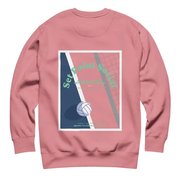 ANCHOR & CREW Rose Set Point Social Volleyball Club League Organic Cotton Sweatshirt - Pink