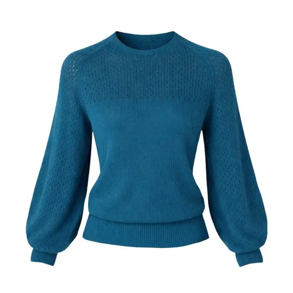 SACHA DRAKE Long Sleeve Ripple Knit Top - Blue
