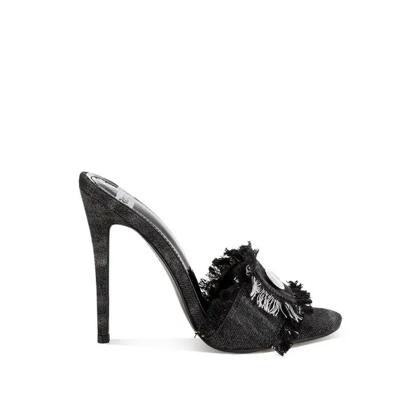 RAG & CO Claudia Distressed Denim Stiletto Sandals