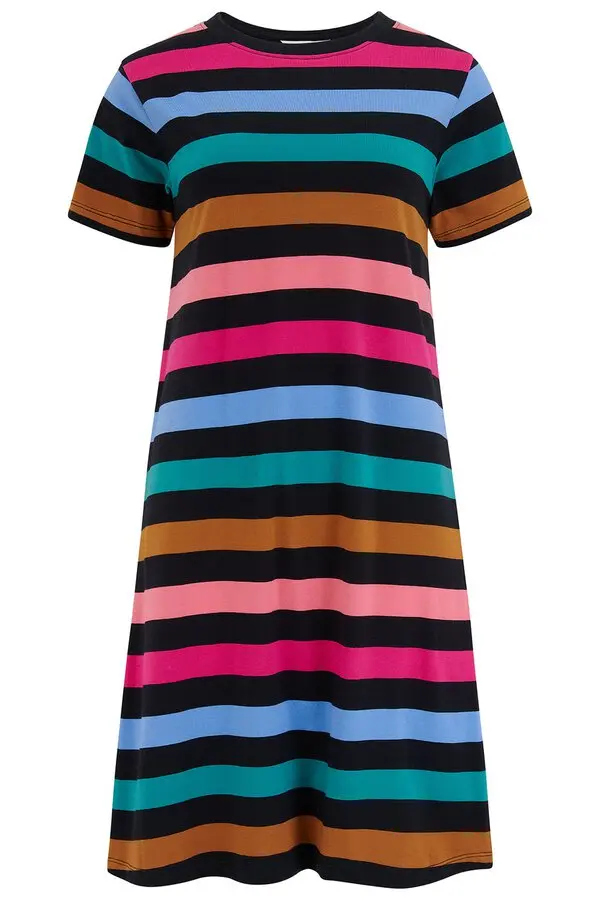 SUGARHILL BRIGHTON Sia Striped T-shirt Dress - Black