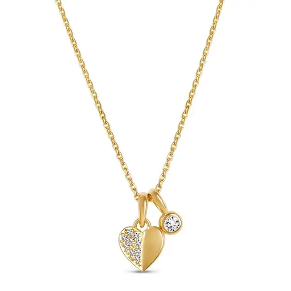 DINNY HALL Folded Heart Lab-created Diamond Duo Pendant - Gold
