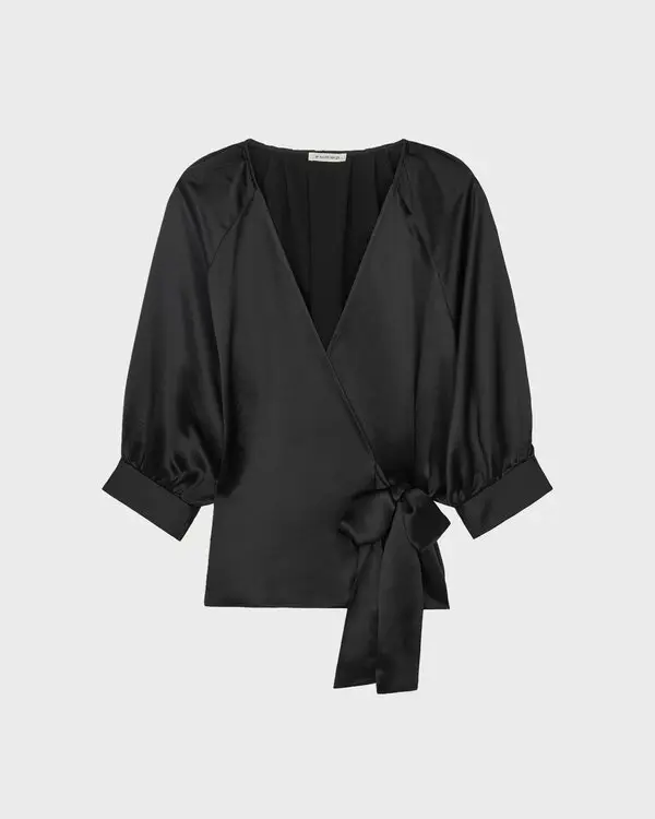 BY MALENE BIRGER Wrap Blouse With Tie Detail - Black