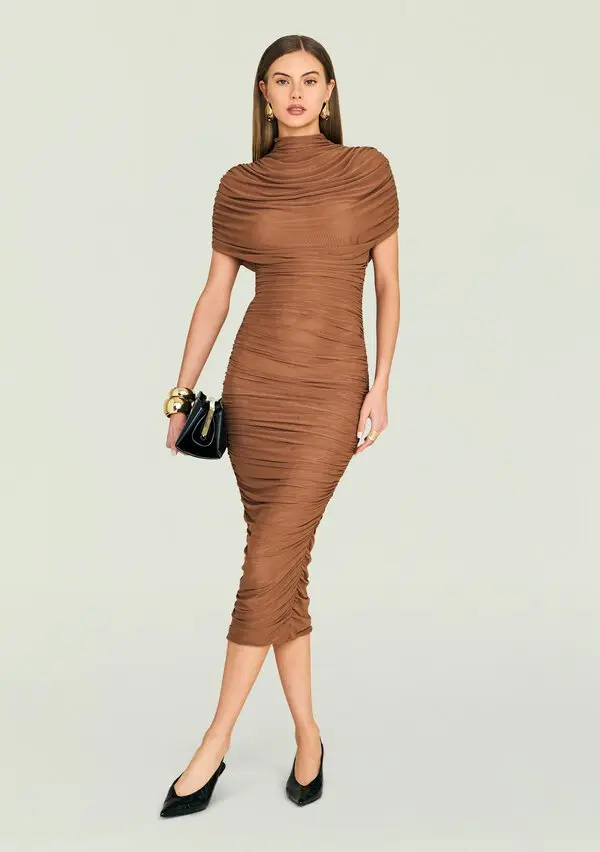 SEROYA Riondra Mesh Midi Dress
