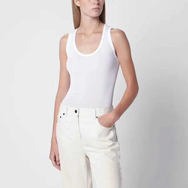 THE ROW Cendrea Ribbed Cotton Jersey Tank Top - White