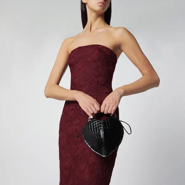 ROTATE BY BIRGER CHRISTENSEN Heart-shaped Croc-effect Patent Leather Bag