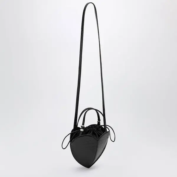 ROTATE BY BIRGER CHRISTENSEN Heart-shaped Croc-effect Patent Leather Bag - Black