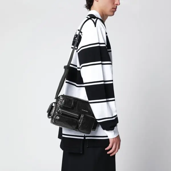 Balenciaga Superbusy Camera Bag In Arena Lambskin - Black