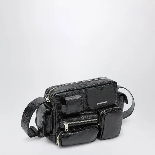 Balenciaga Superbusy Camera Bag In Arena Lambskin - Black