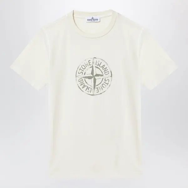 Stone Island Cotton T-shirt With Logo Print - Beige