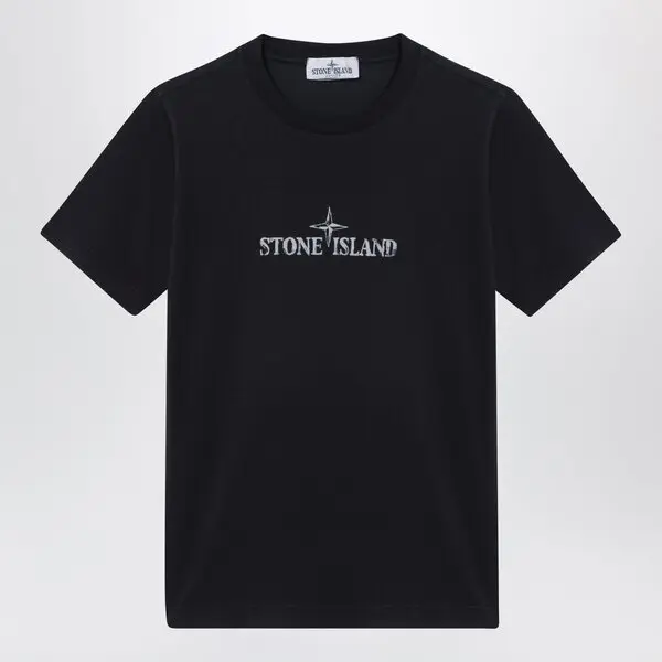 Stone Island Cotton T-shirt With Logo Print - Black