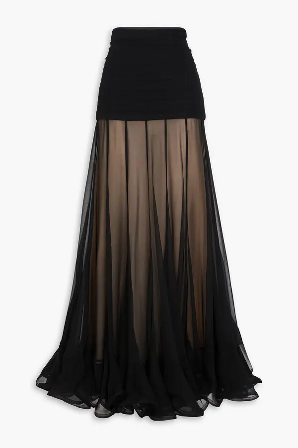 Zimmermann Pleated Silkgeorgette Maxi Skirt - Black