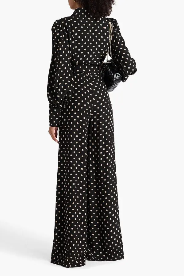 Zimmermann Belted Polka Dot Crepe Wide-leg Pants