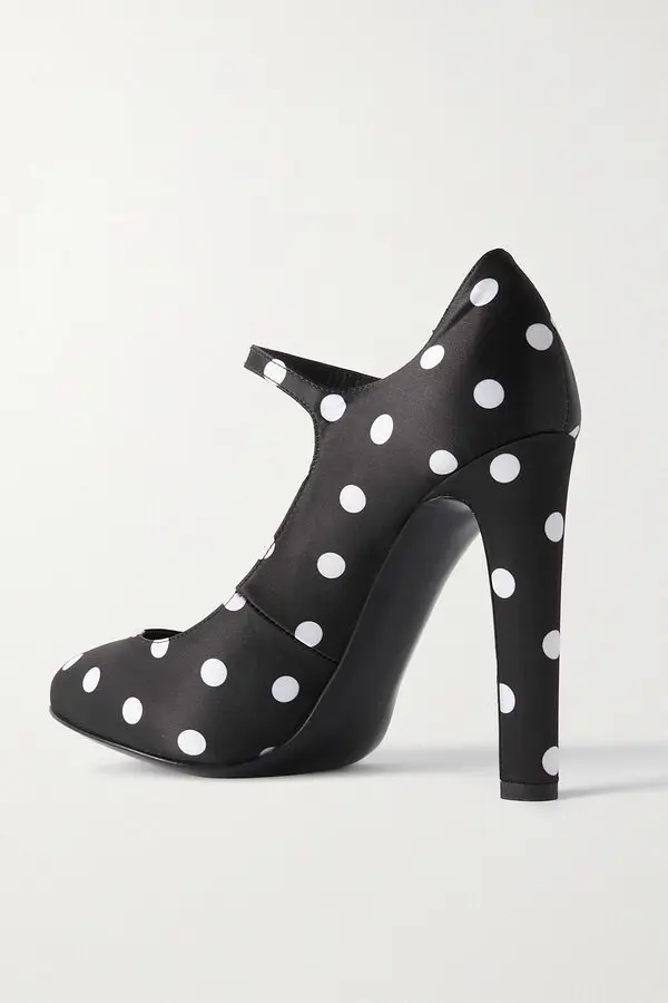 Dolce & Gabbana Bianca Polka Dot Satin Mary Jane Pumps