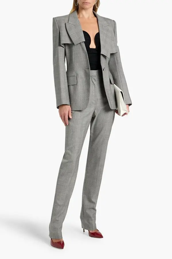 Alexander McQueen Asymmetric Checked Wool Blazer