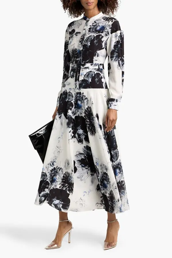 Alexander McQueen Floralprint Silkcrepe Maxi Dress
