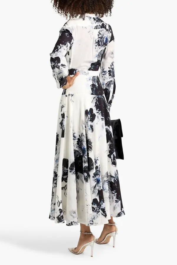 Alexander McQueen Floralprint Silkcrepe Maxi Dress