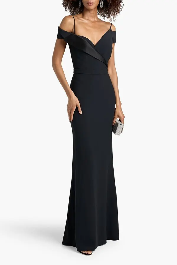Alexander McQueen Coldshoulder Satintrimmed Crepe Gown