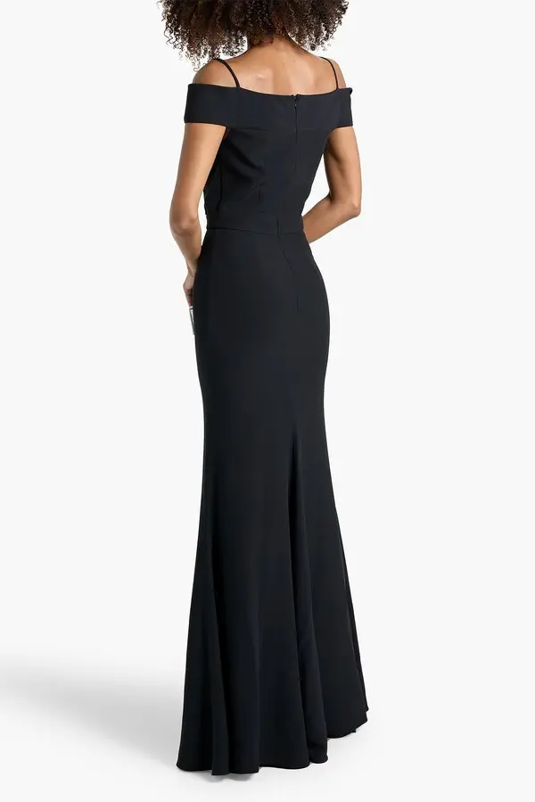 Alexander McQueen Coldshoulder Satintrimmed Crepe Gown