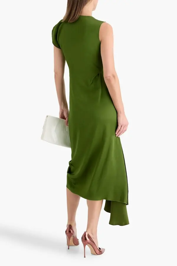 Victoria Beckham Asymmetric Draped Satincrepe Maxi Dress