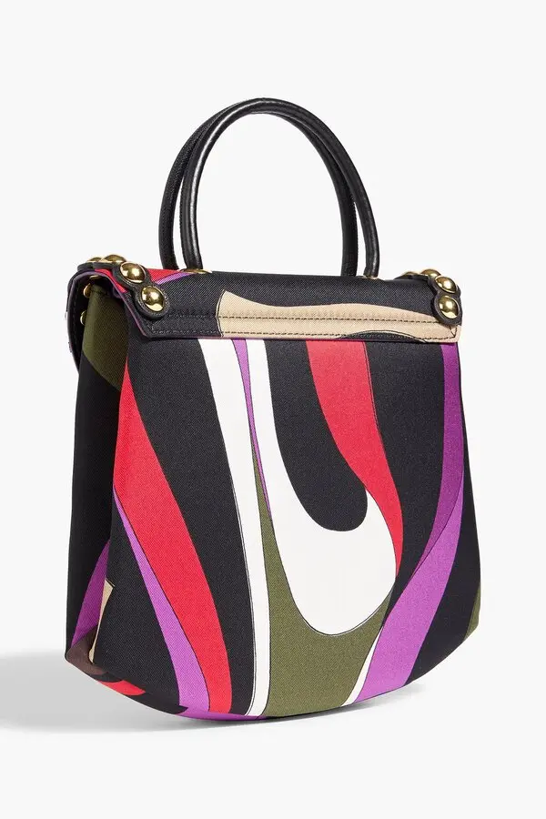 Emilio Pucci Studded Printed Silktwill Tote