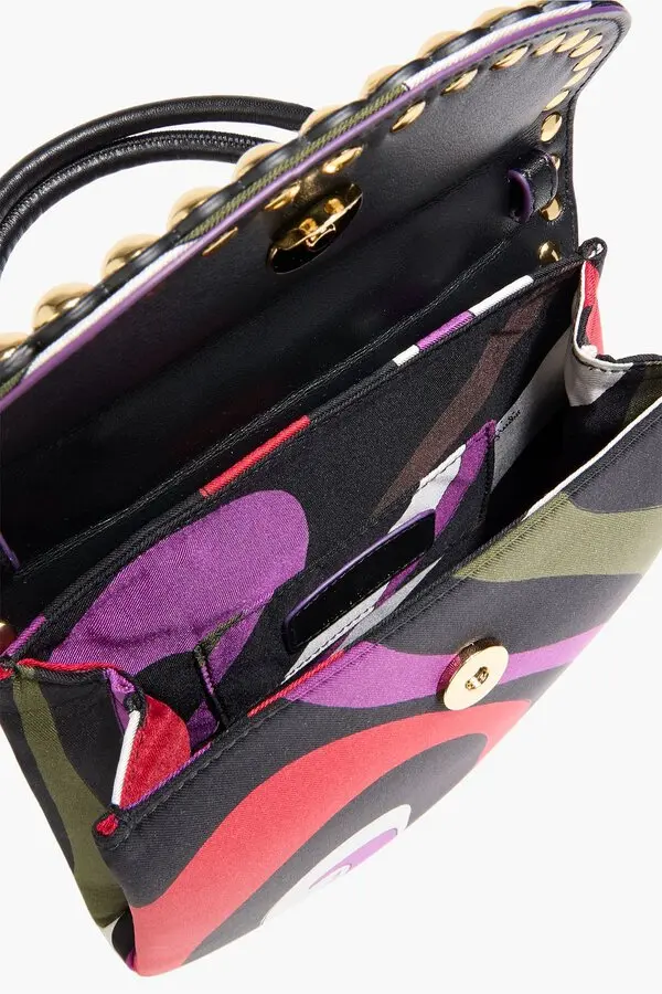 Emilio Pucci Studded Printed Silktwill Tote