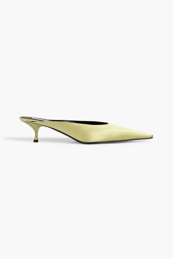 Victoria Beckham Sloan Satin Mules - Leaf Green