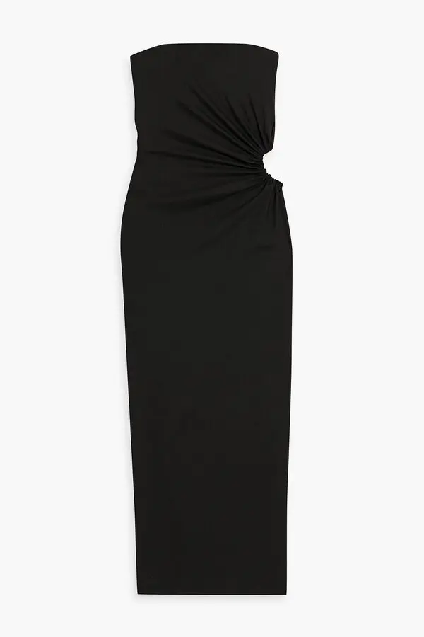 Max Mara Silva Strapless Cutout Wool, Mohair And Silkblend Maxi Dress - Black