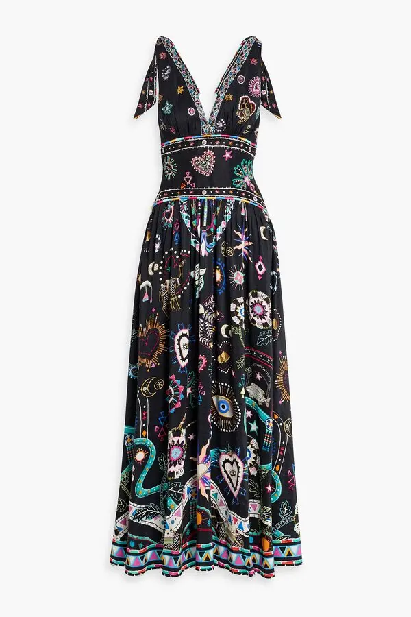 Camilla Embellished Printed Linen And Silk-blend Maxi Dress