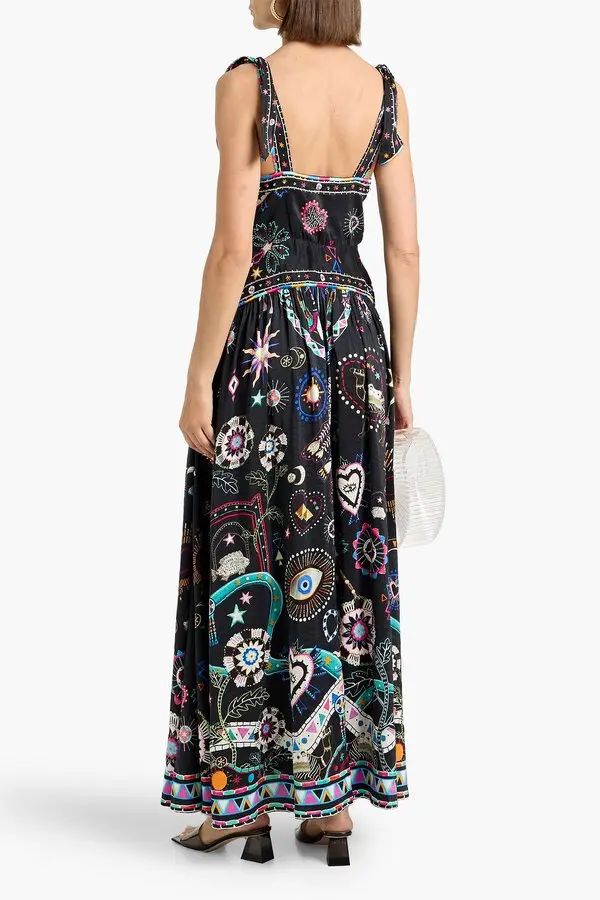 Camilla Embellished Printed Linen And Silk-blend Maxi Dress